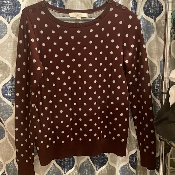 LOFT | Sweaters | Maroon Polka Dot Loft Brand Sweater | Poshmark